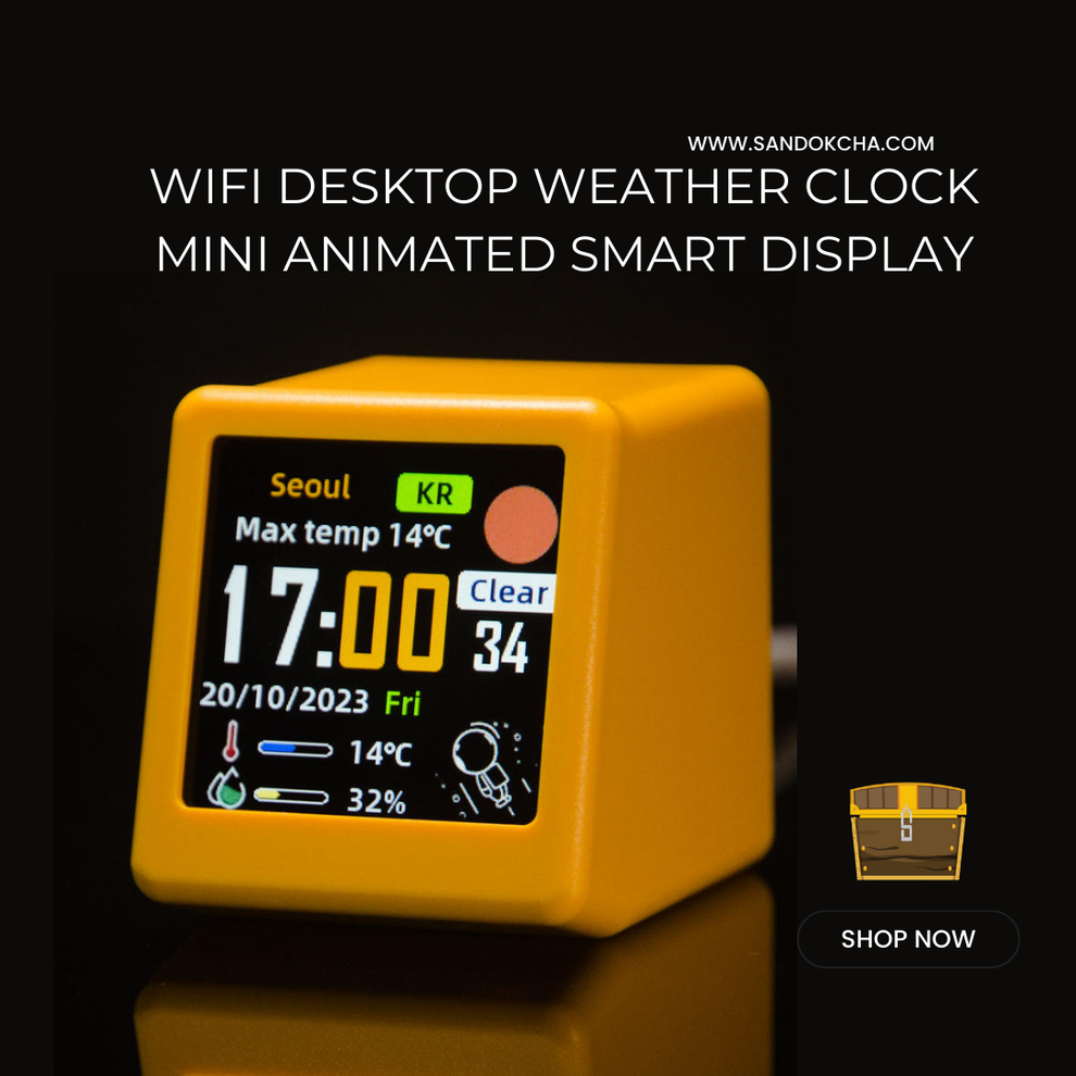 Smart Desk Clock Weather Station – Customizable Display – Sandokcha